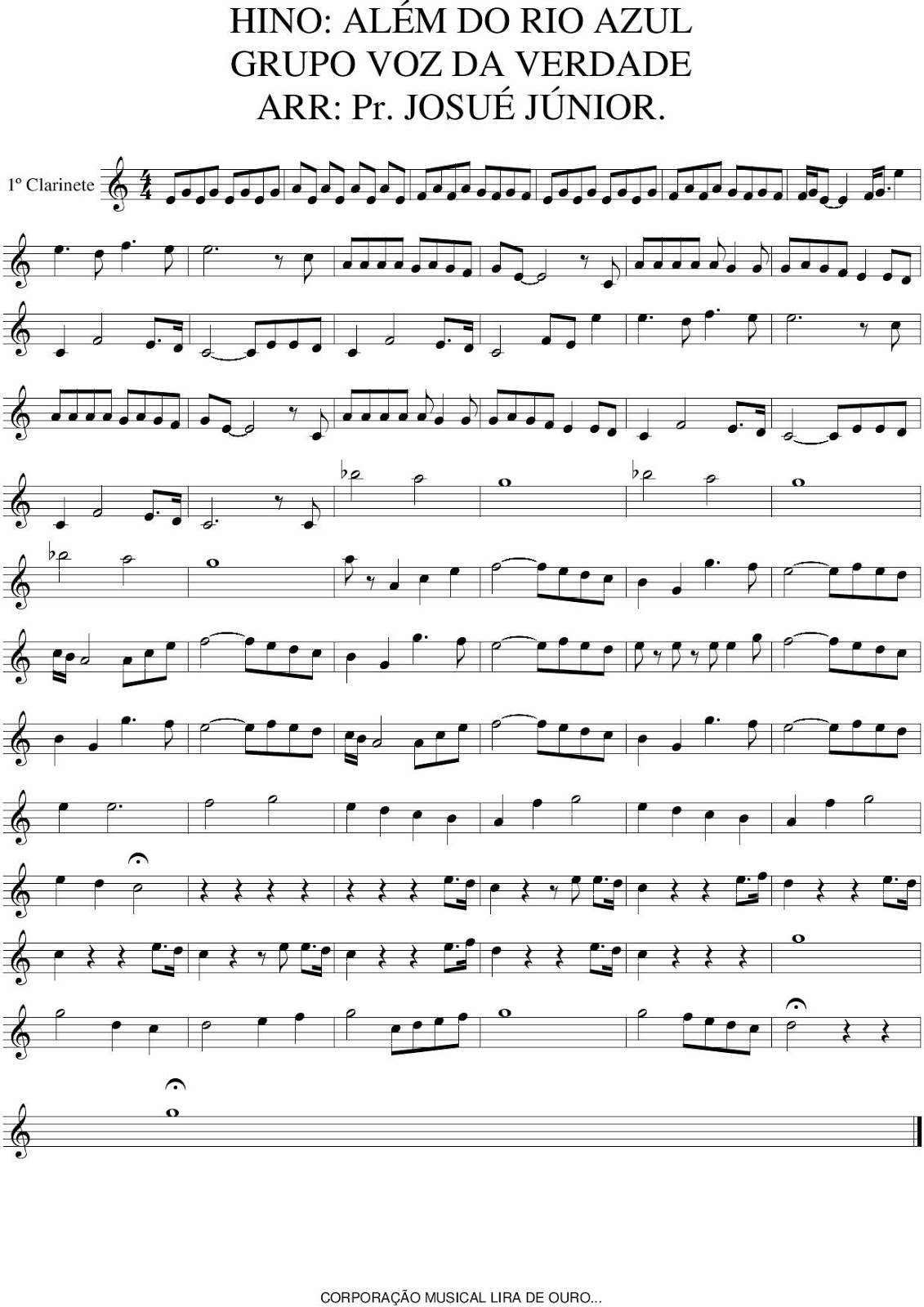 PARTITURAS PARA BANDA DE MÚSICA EVANGÉLICA.: ARRANJO DO HINO ALÉM DO ...