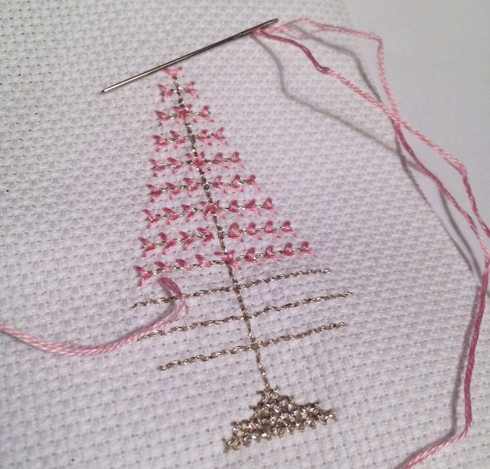 Cross-Stitch Pattern: Pink Christmas Tree