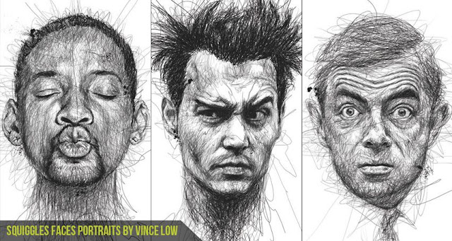 CGfrog: Squiggles Faces Portraits By Vince Low