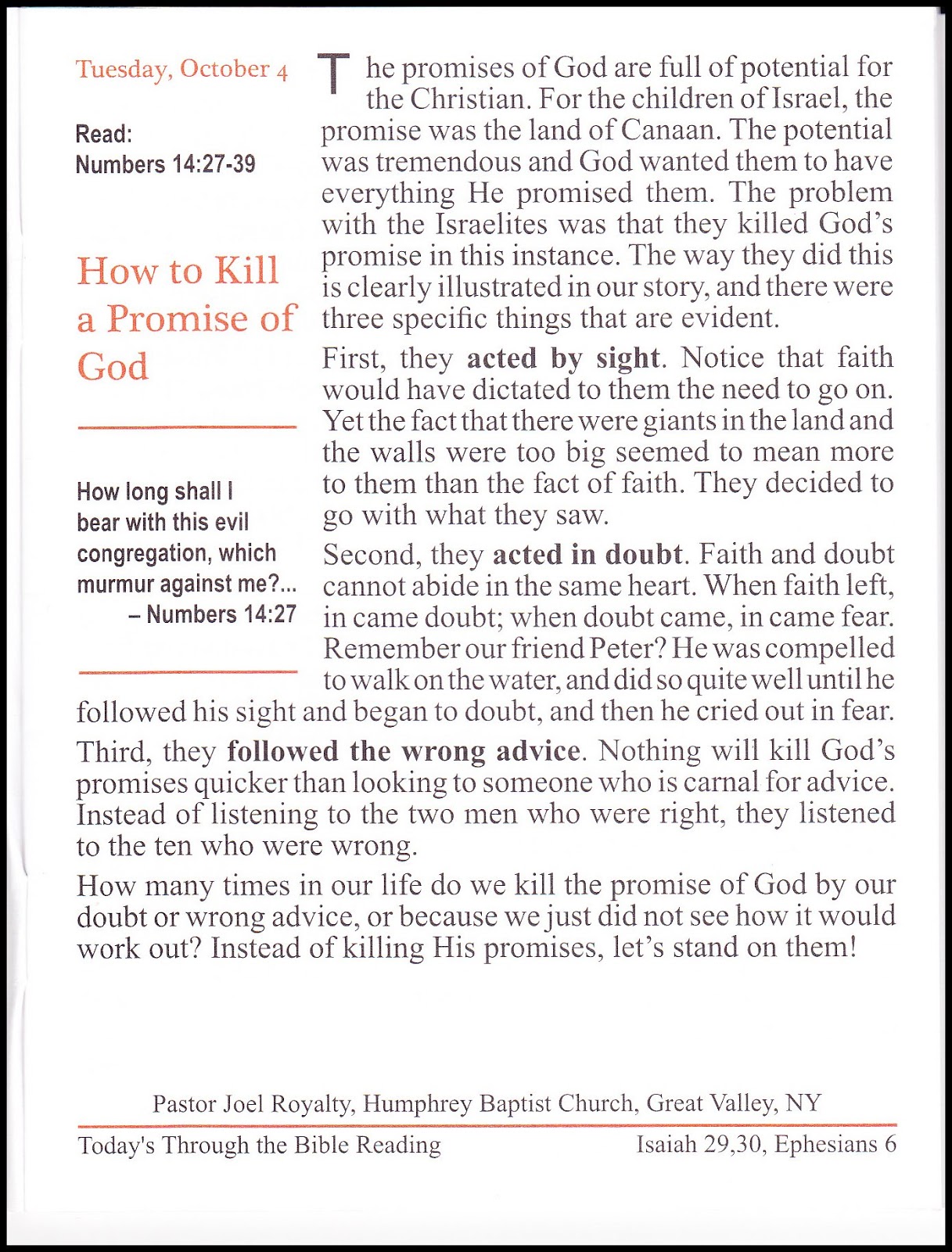 Numbers 14:27 - How To Kill A Promise