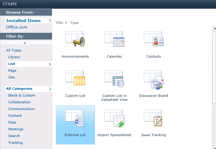 Matt's SharePoint Blog: SharePoint 2010 External Content Type & External List