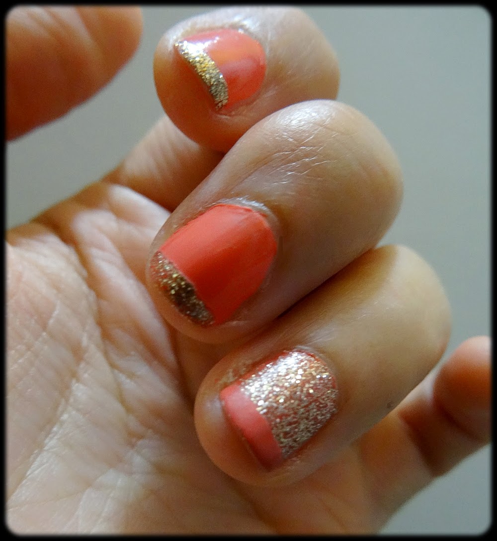 Beauty or not beauty ?: French manucure dorée sur Corail Neon