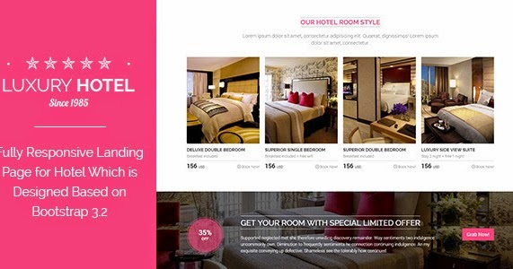 Luxury Hotel Responsive Landing Page Template - Download New Themes