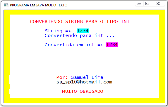 Samuel Lima - Programador C/C++/Java: Convertendo String para o tipo int