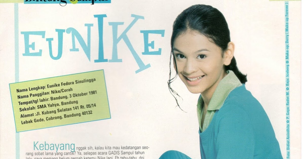 Jarnawi Aliun is Aliun Hamidy's Son: Eunike Fedora Sinulingga si Gadis Sampul 1997 yang dulu ...