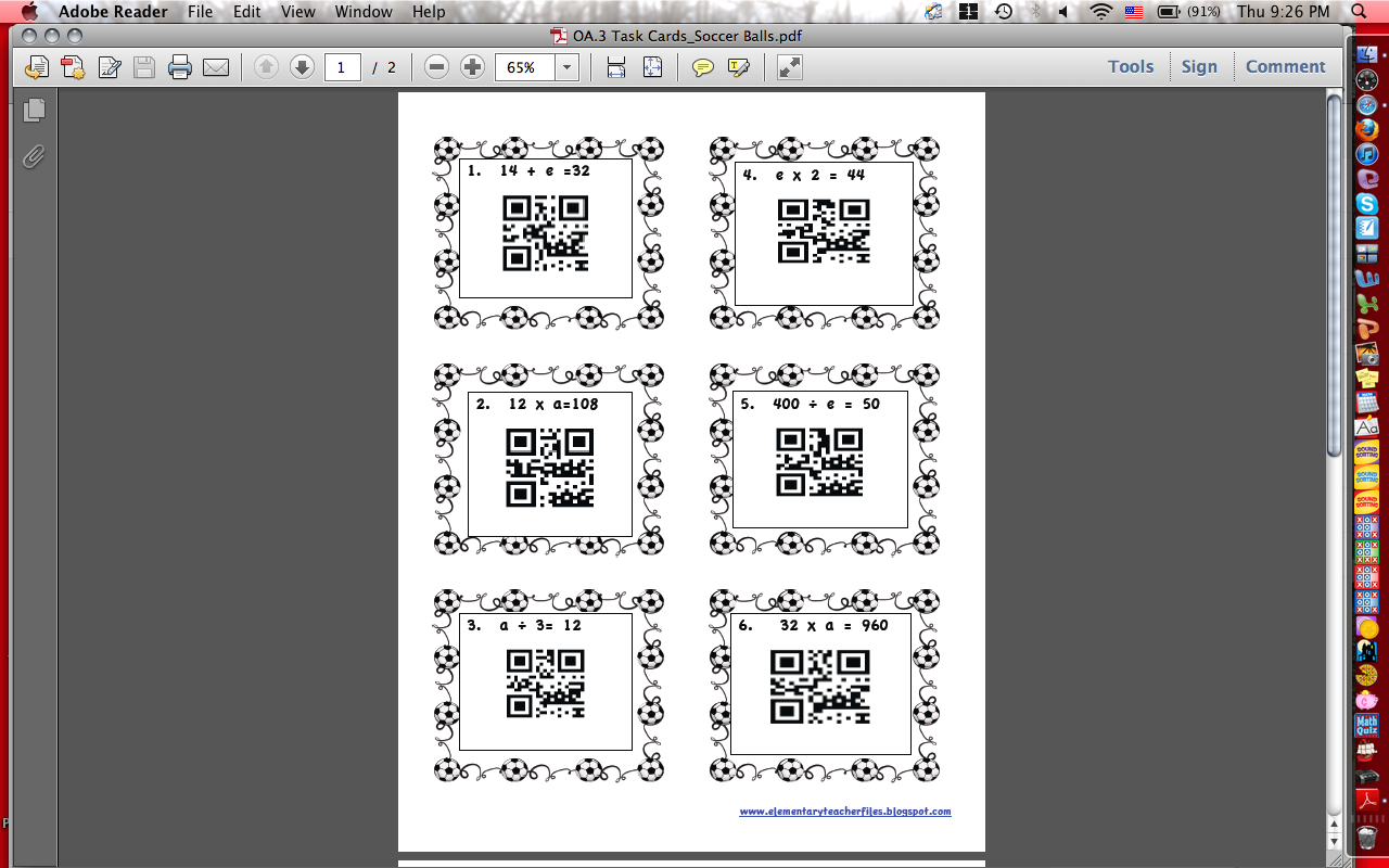 Elementary Teacher Files: Another Fabulous Math Freebie...OA.3 QR Code ...