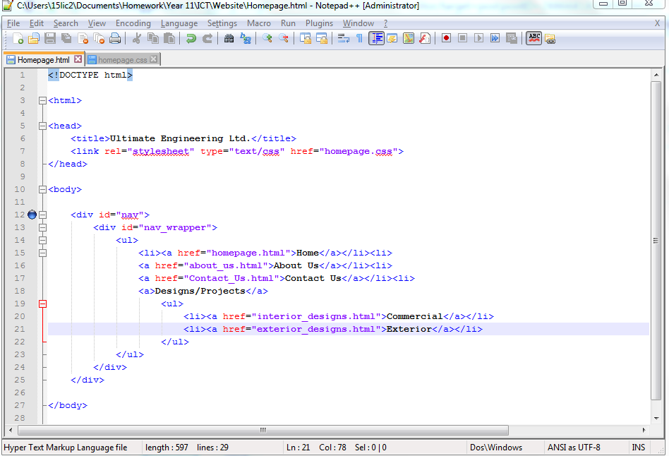 ICT Coursework Stuff: November 13 - Making the Navigation Bar