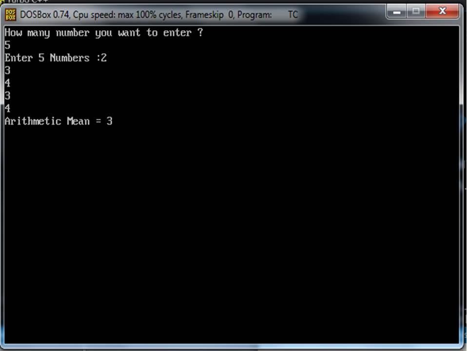 Program to Calculate Arithmetic Mean.