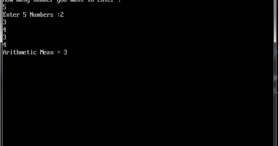 Program to Calculate Arithmetic Mean.