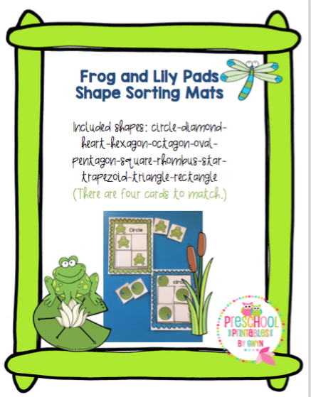 Frog and Lily Pads Shape Sorting Mats ~ Preschool Printables