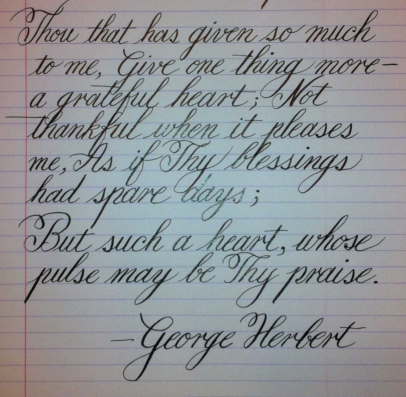 Writing By Hand: George Herbert on Thanksgiving: Calligraphy Practice