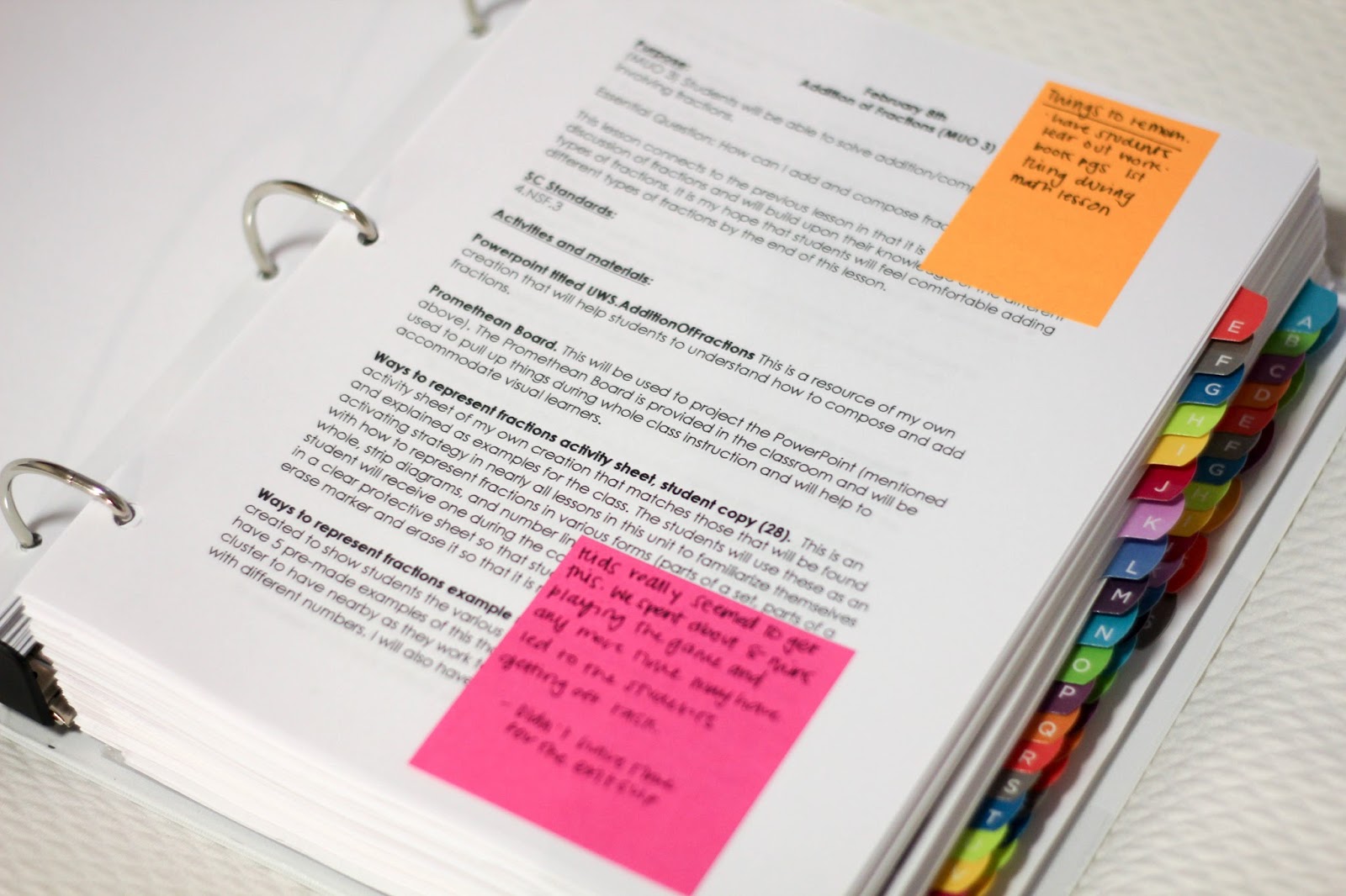 How I Organized My Student Teaching Lesson Plan Binder
