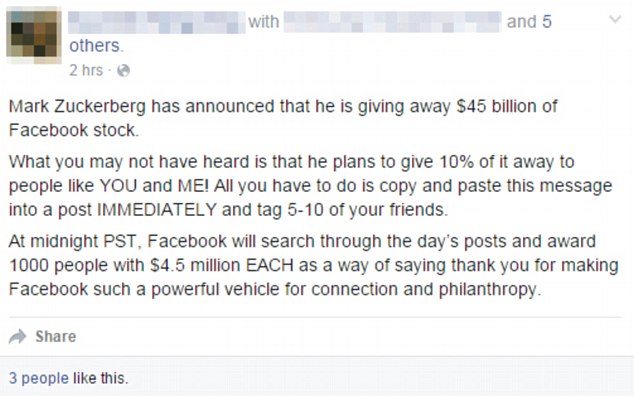 Does WhatsApp and Facebook give money on sharing chain messages?