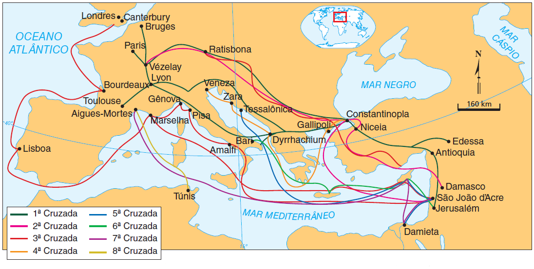 Histo é História: MAPAS HISTÓRICOS - CRUZADAS DO SÉC. XI, XII E XIII