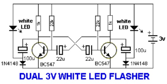 DUAL 3v WHITE LED FLASHER DUAL 1v5 WHITE LED FLASHER | circuit harness ...