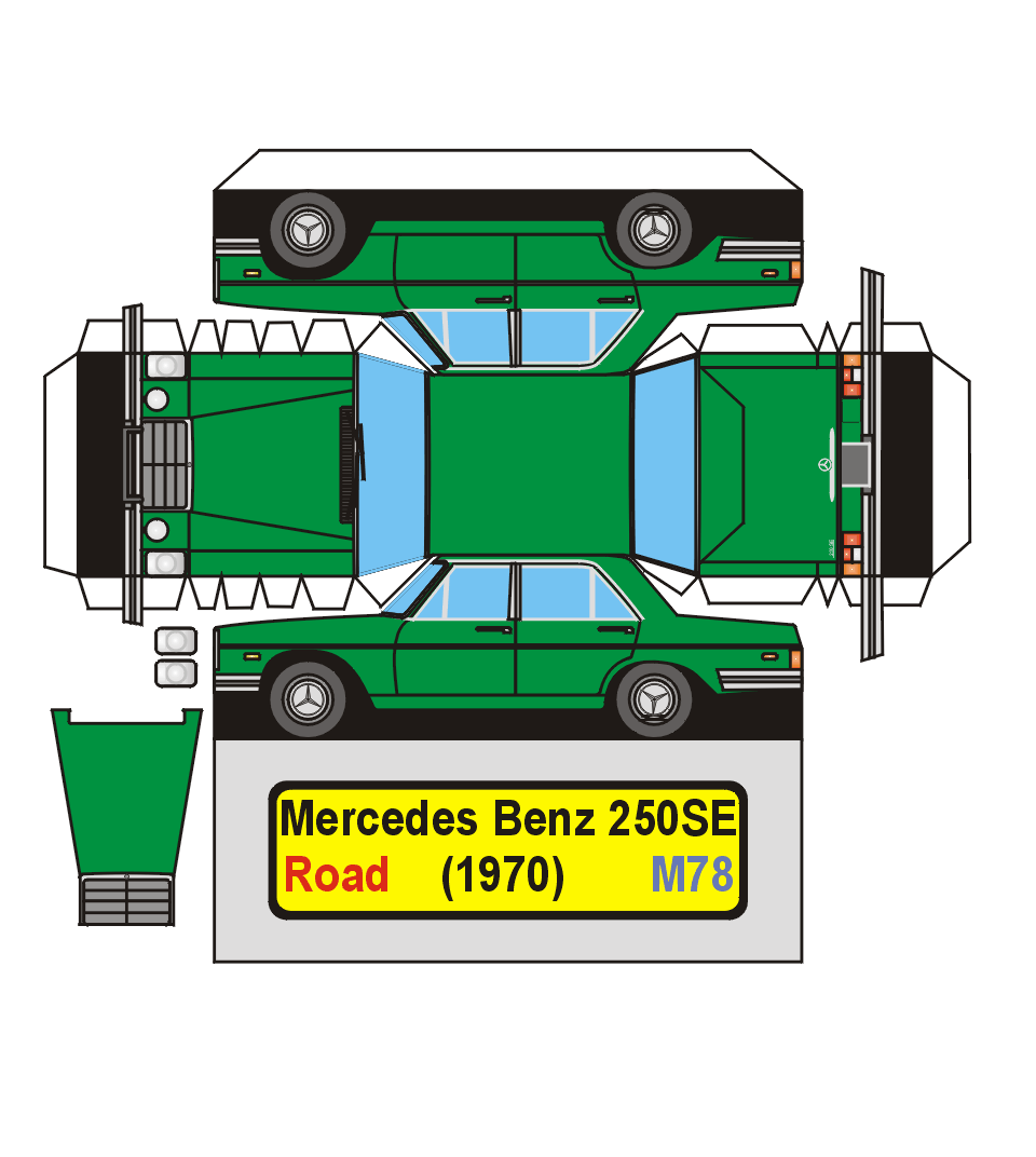 SP. Papel Modelismo: PaperCraft 1970 Mercedes Benz 250SE