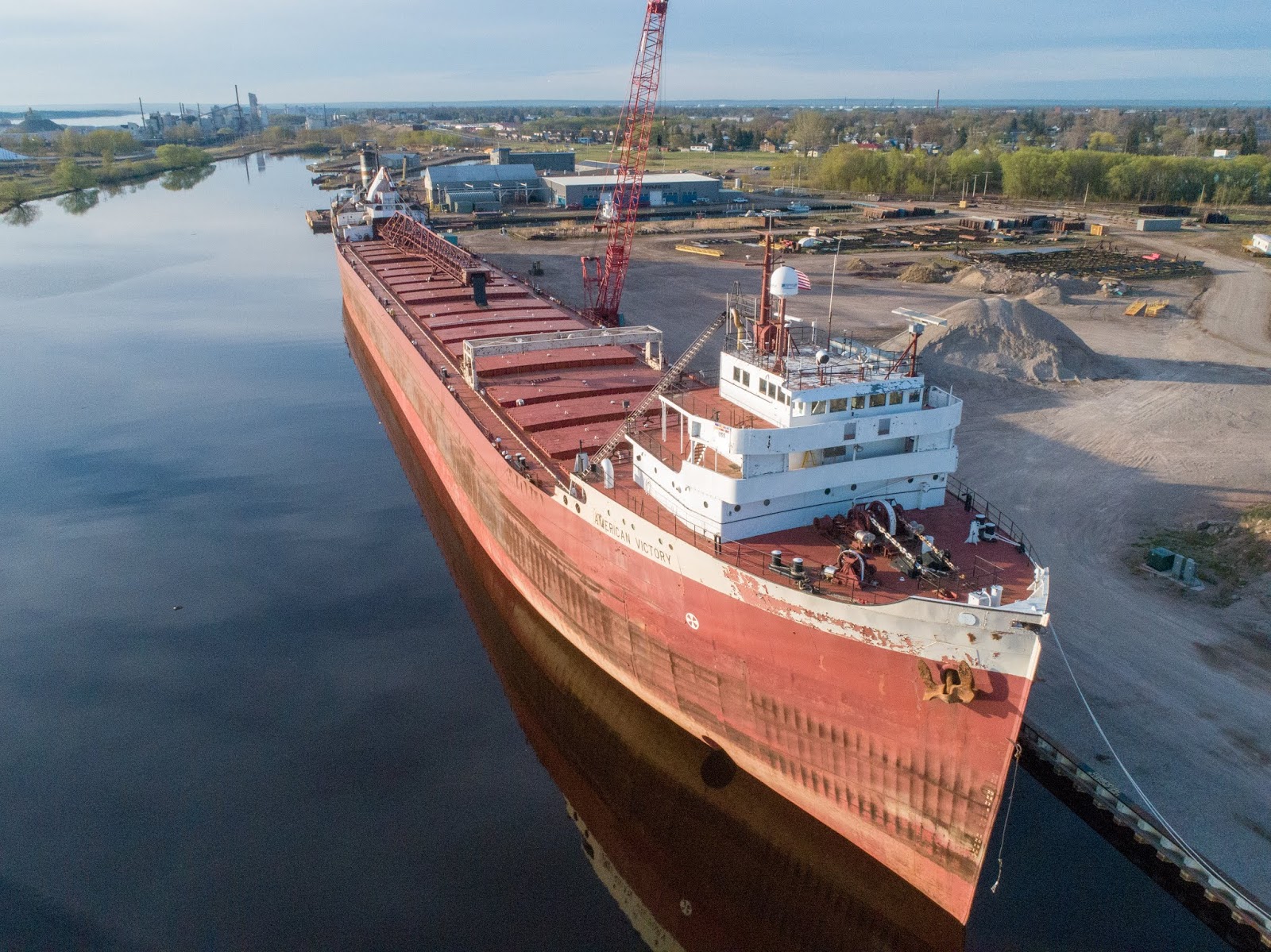 Duluth Harbor Cam: American Victory departing Superior this Sunday Morning