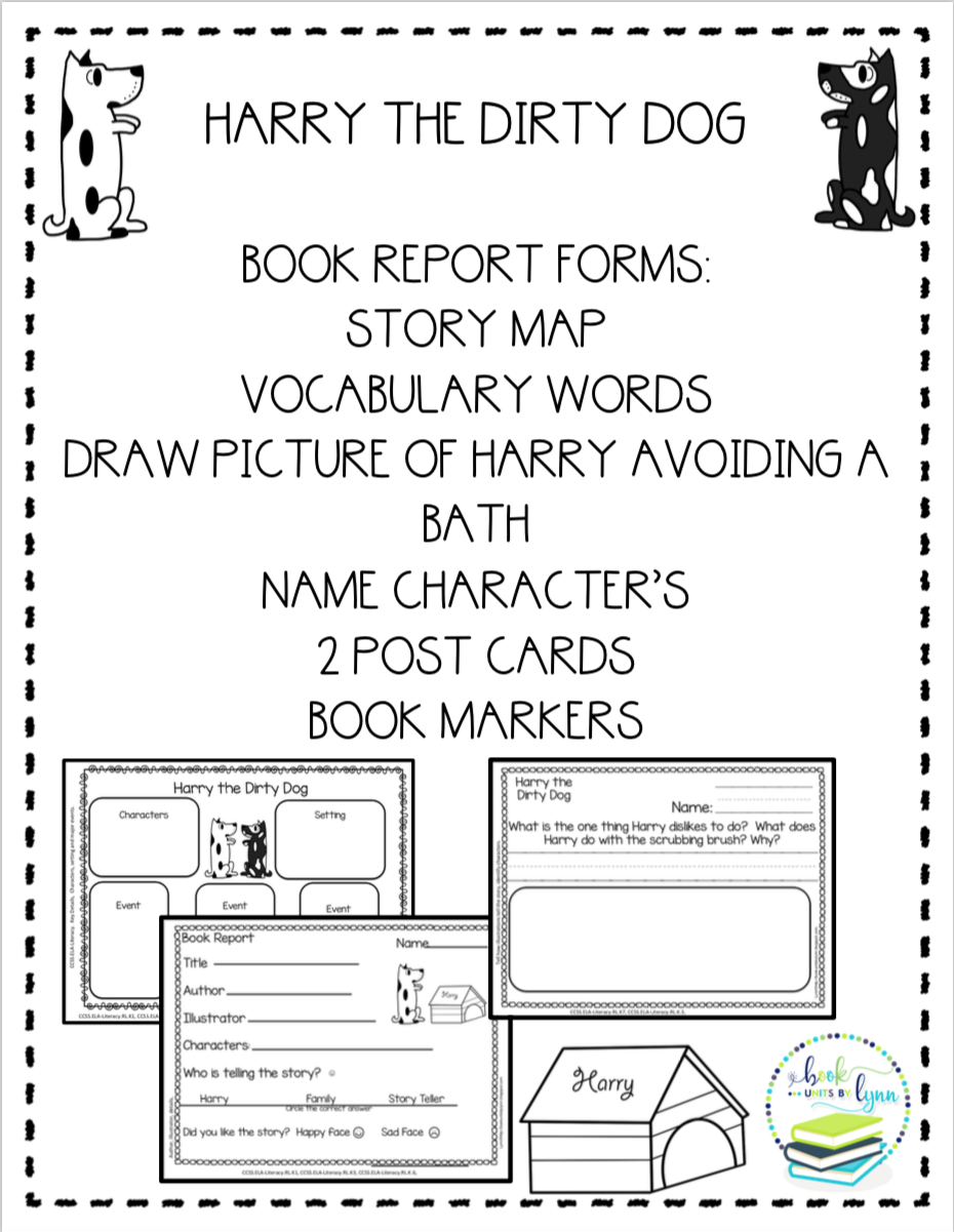 HARRY THE DIRTY DOG BOOK REPORT FORMS ~ Book Units by Lynn