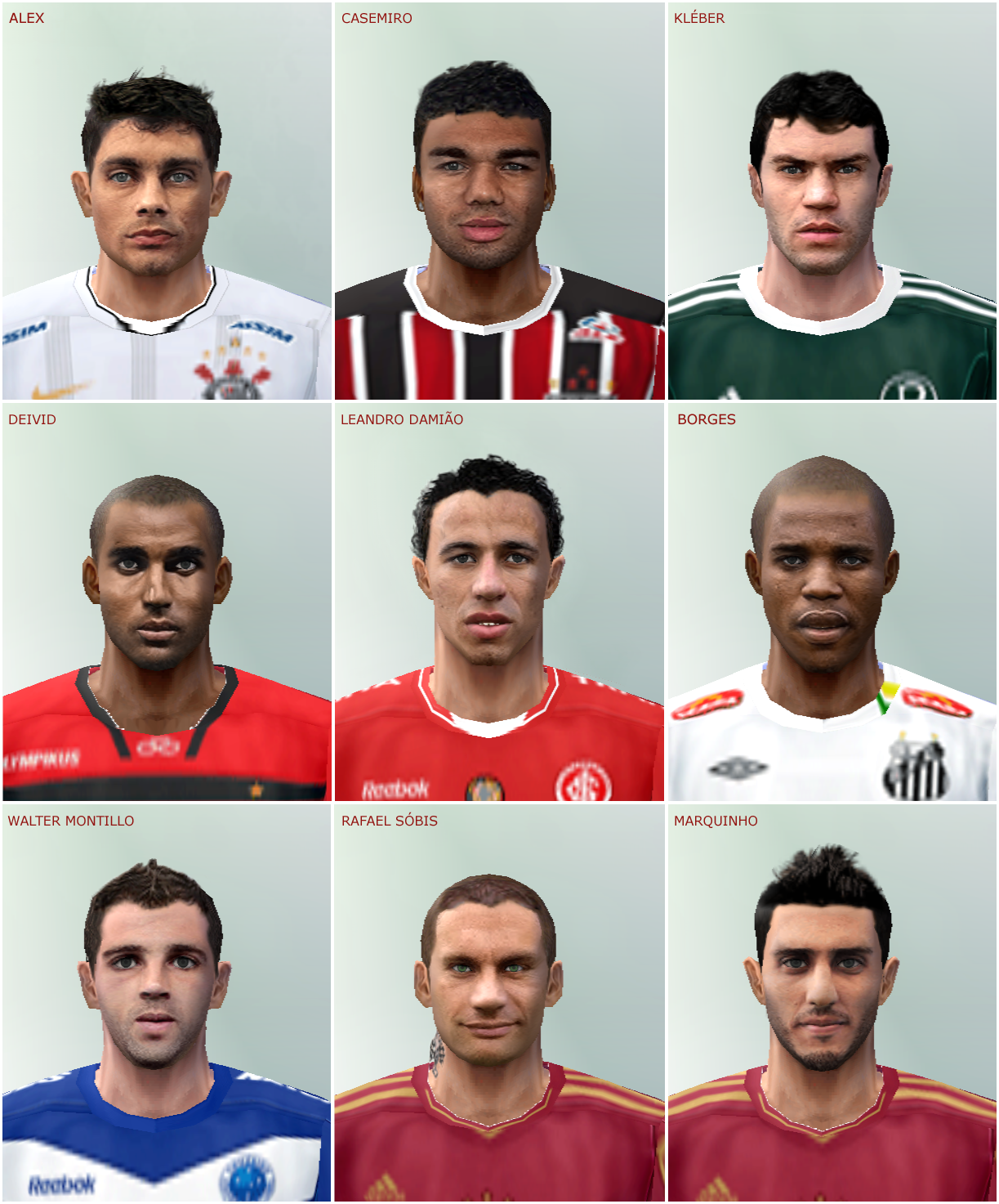Atualização pes6: Faces