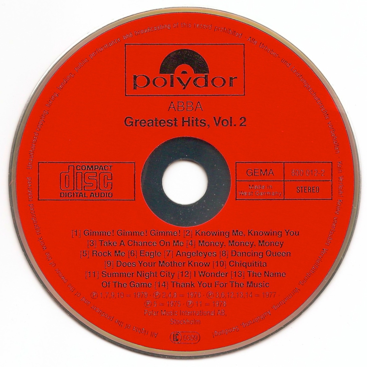 The First Pressing CD Collection: ABBA - Greatest Hits Vol. 2