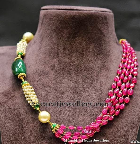 Ruby Beads Set by Musaddilal Jewellers - Jewellery Designs