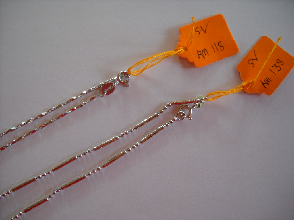 .: Rantai Leher Perak Saduran Emas Putih