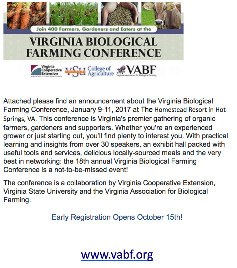 Virginia Cooperative Extension Master Gardener Program: 2017 Virginia Biological Farming ...