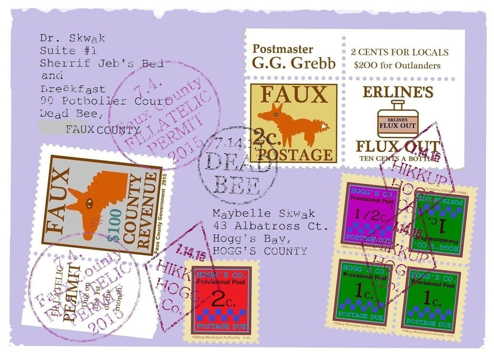 Art Blog/Eric Whollem: FAUX COUNTY POSTAGE STAMPS/ On Cover With ...