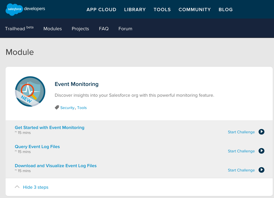 Salesforce Hacker Event Monitoring Trailhead Module