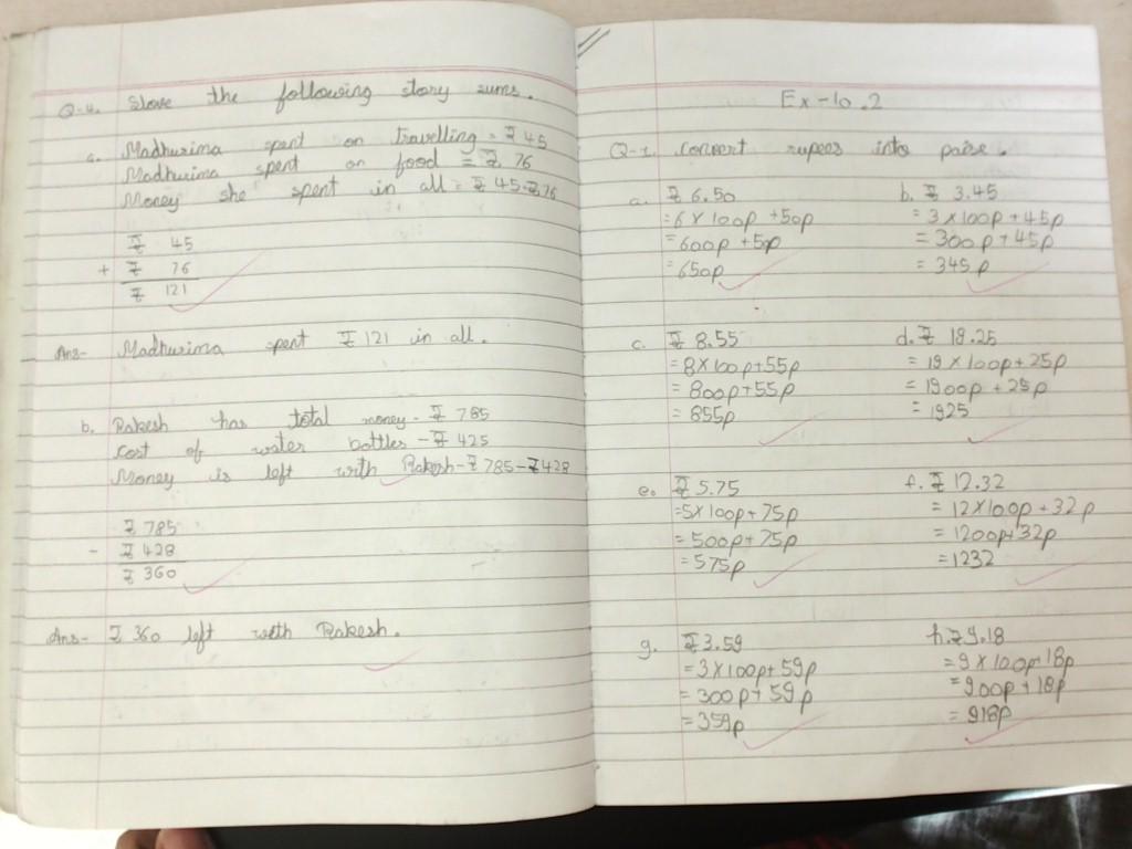 Maths Notebook Work