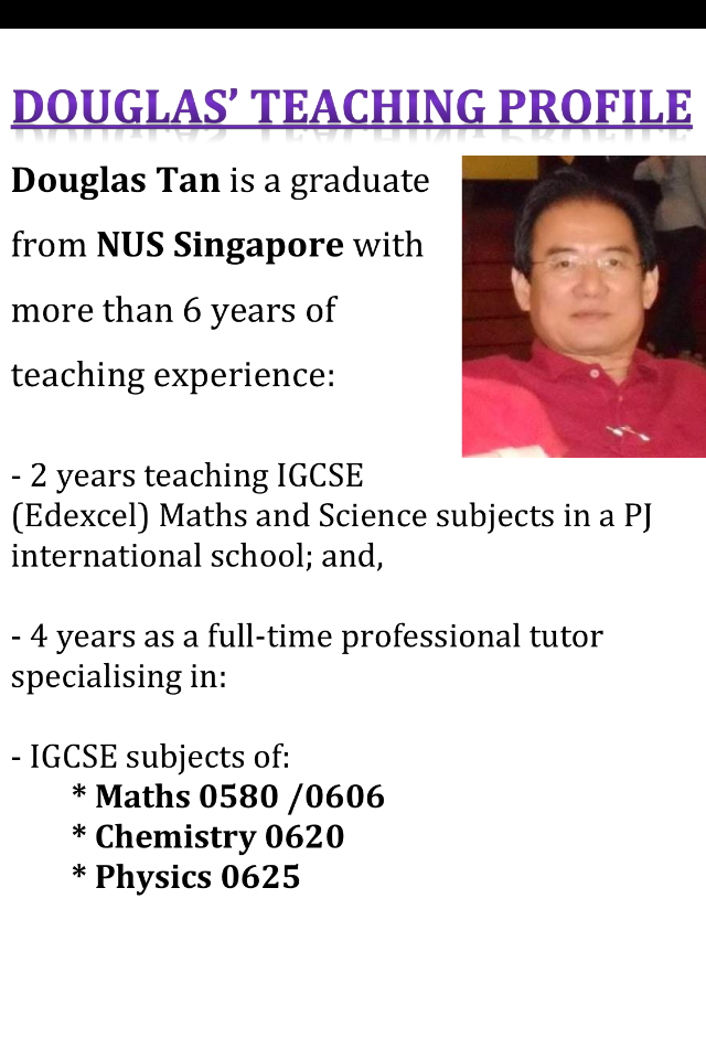 Physics for O-Level: Douglas Tan's Teaching Profile