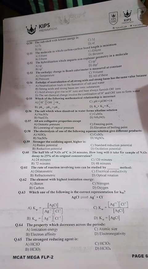 KIPS Full Length MCAT papers for Entry Test 2016 - Ratta.pk