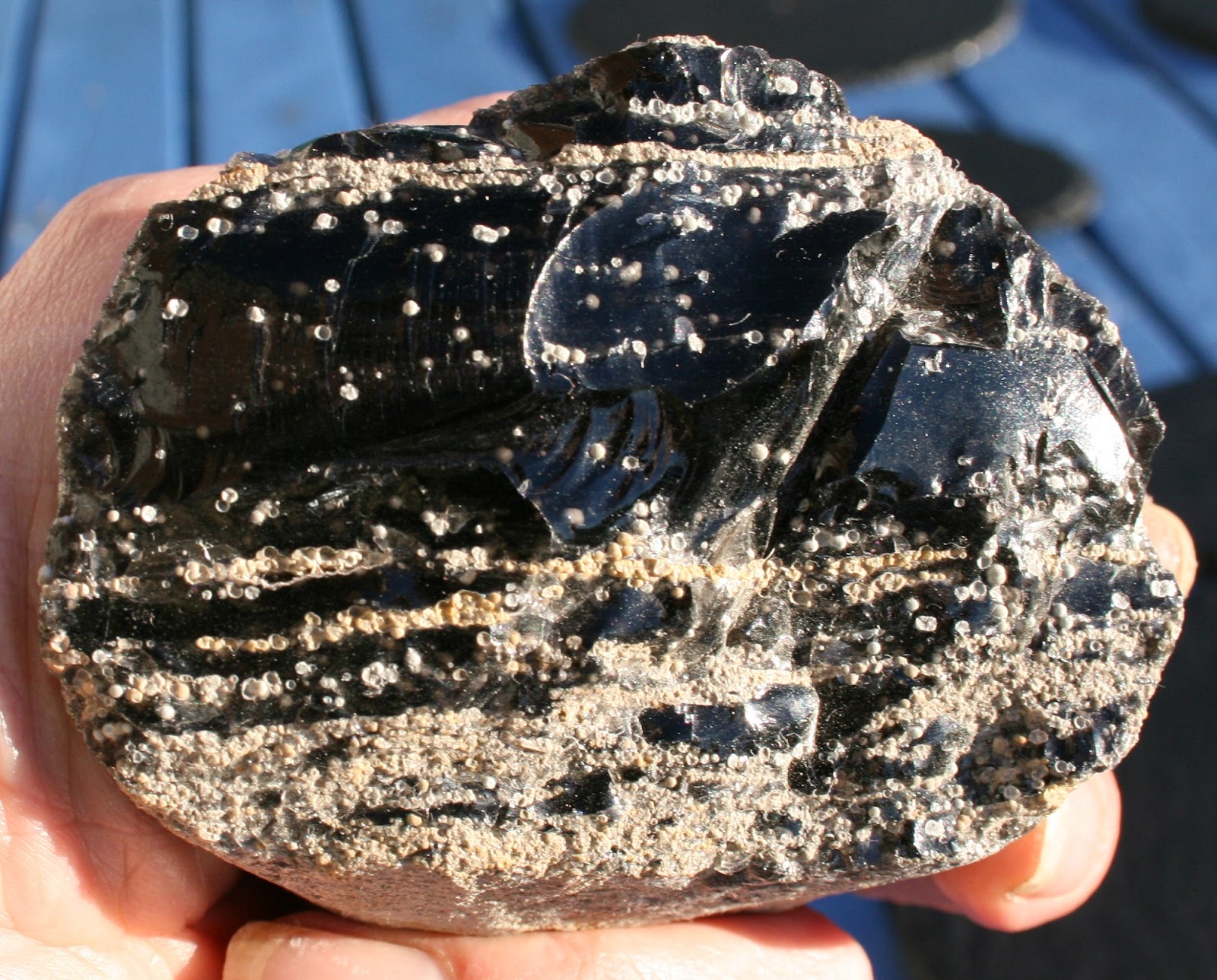 Lateral Science: LIPARI OBSIDIAN with Oriented CRISTOBALITE Spherulites