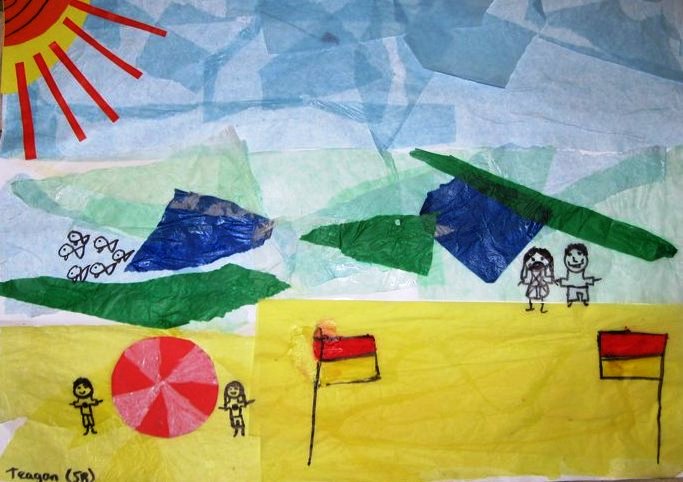 The Primary School Art Room: Tissue Paper Collage Beach Scenes