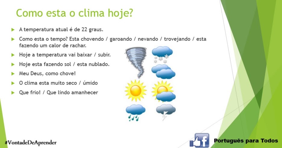 Português para todos: Como esta o clima hoje?
