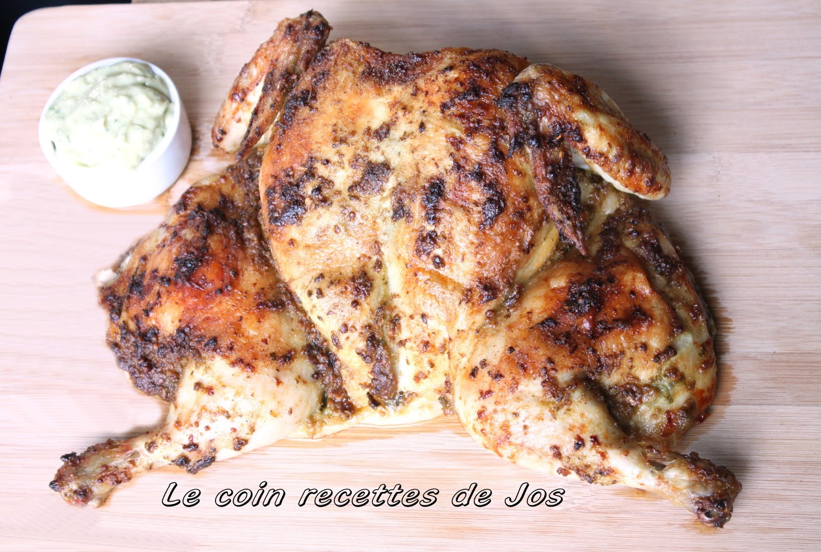 Le coin recettes de Jos: POULET GRILLÉ EN CRAPAUDINE ET MAYONNAISE AU PESTO
