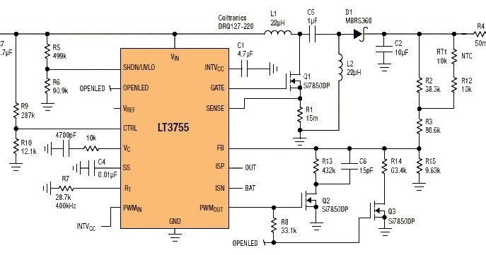 Sealed Lead Acid Battery Charger Using LT3755 - Circuits Project