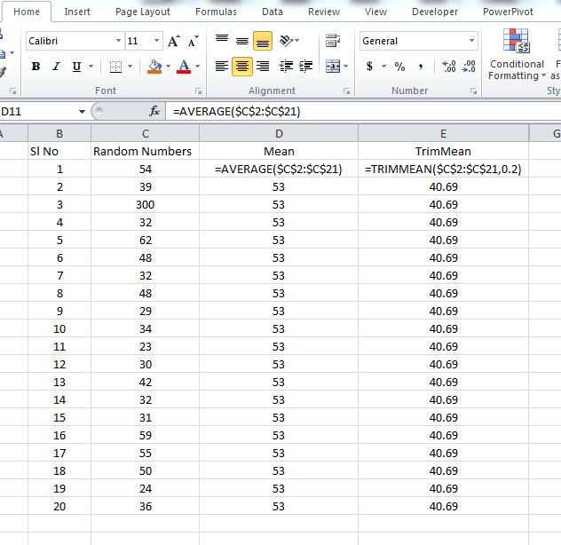 How and when to use TRIMMEAN function in Excel ~ Excel and Analytics