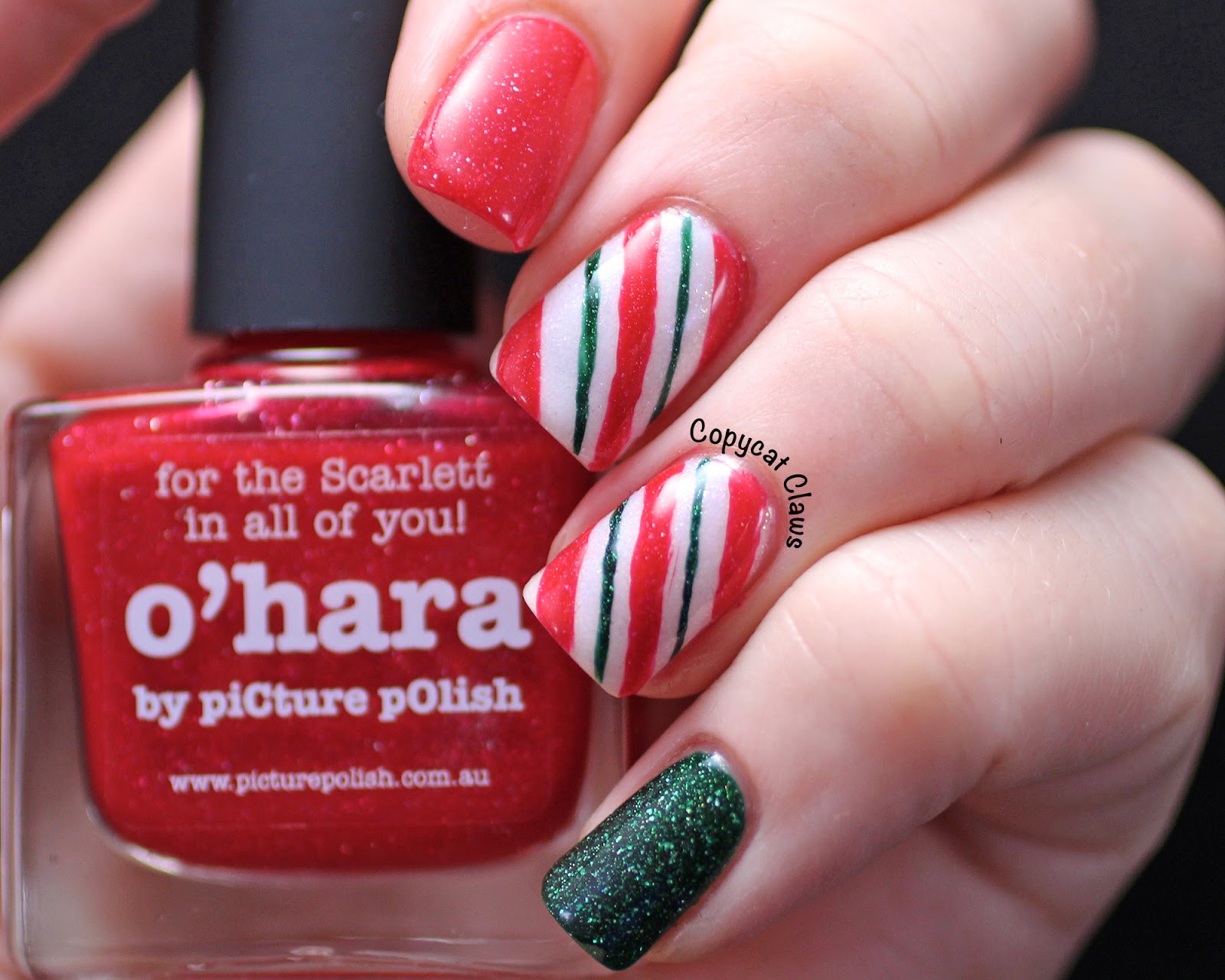 Copycat Claws: Picture Polish Candy Cane Nail Art