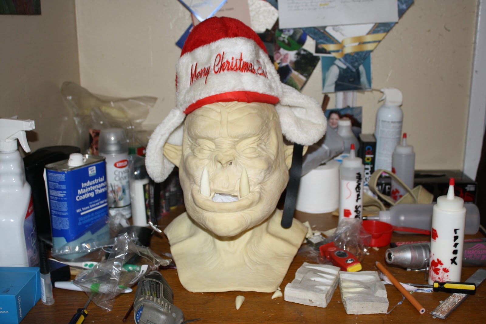 Iron Goblin, Erick Main Artist: Attaching the latex teeth to the Orc Mask