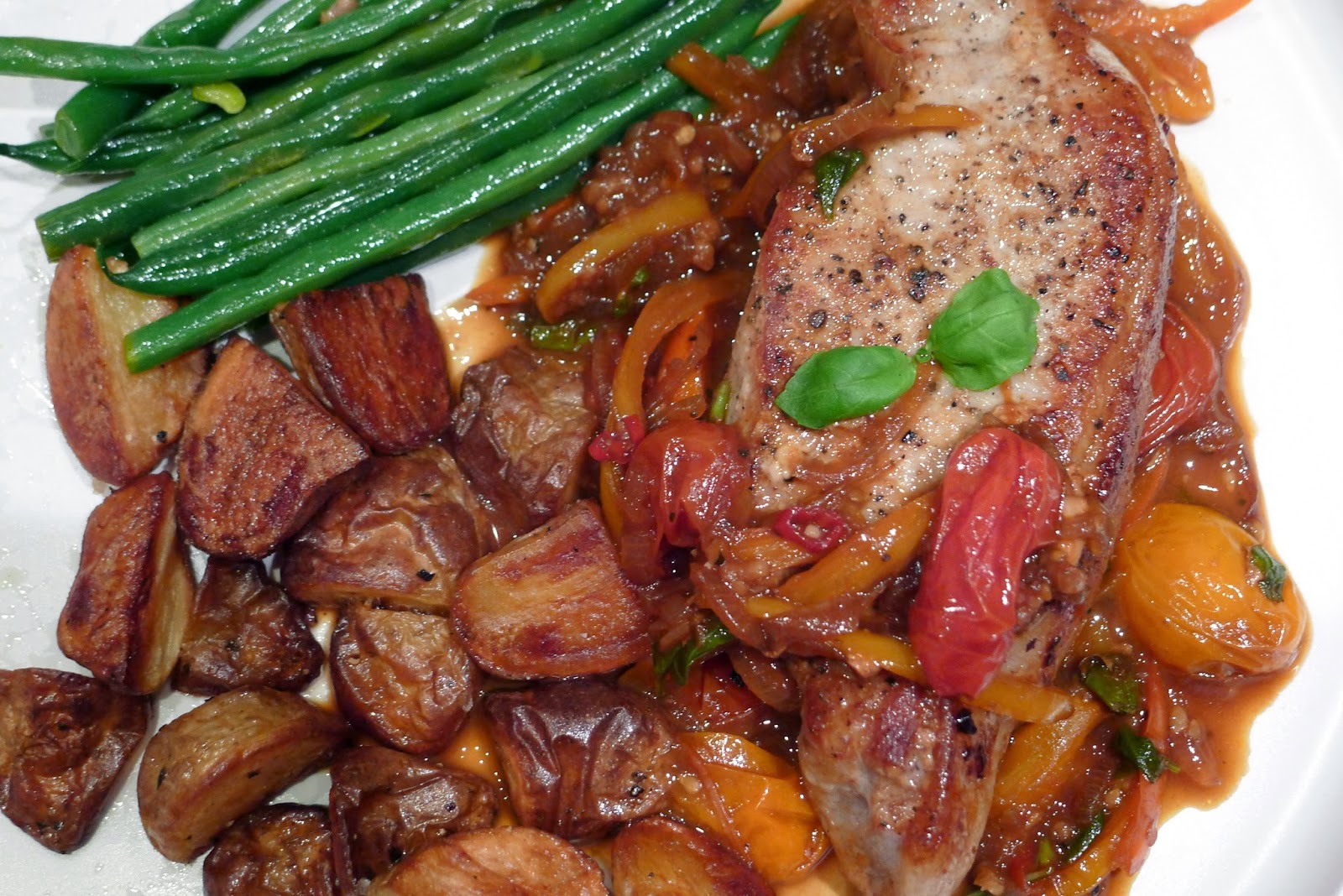 Culinary Adventures in London: Sauté Pork with Tomatoes & Sweet Peppers