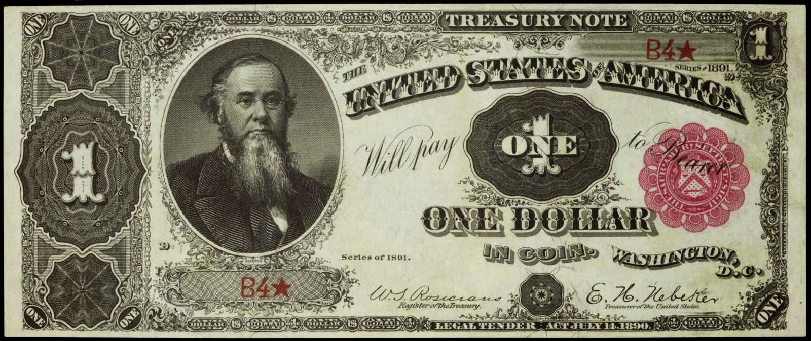 1891 One Dollar Treasury or Coin Note|World Banknotes & Coins Pictures ...