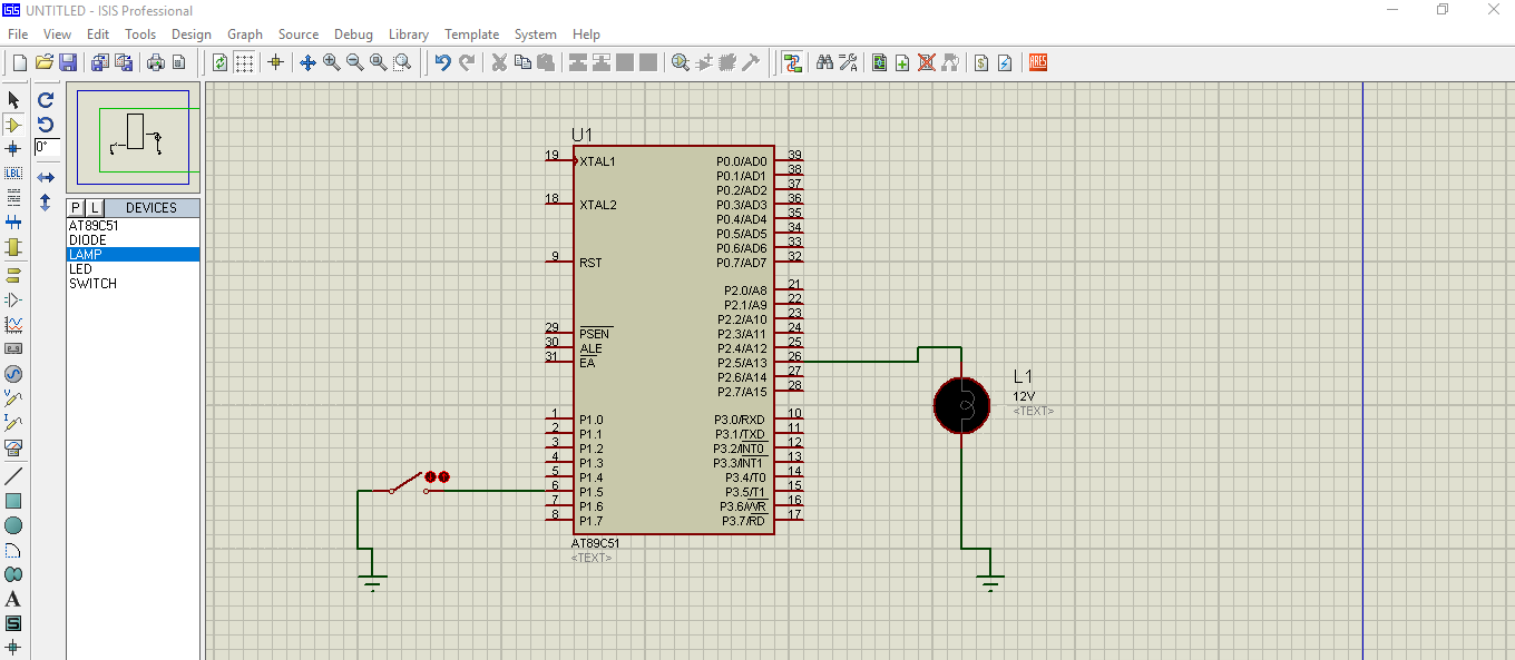 Sympos: Proteus diagram for glowing LED when switch is turned on