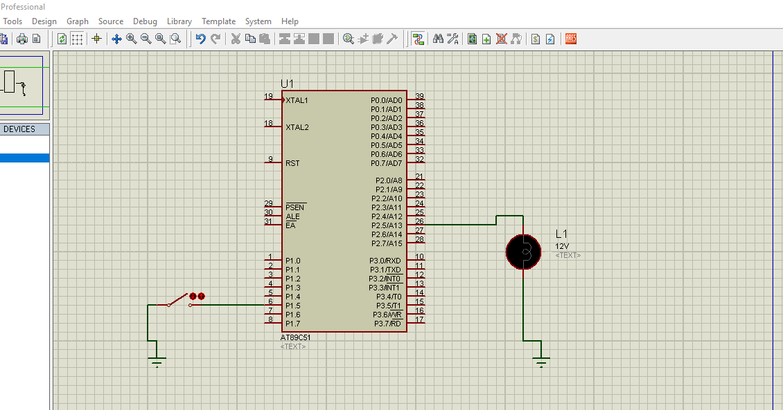 Sympos: Proteus diagram for glowing LED when switch is turned on