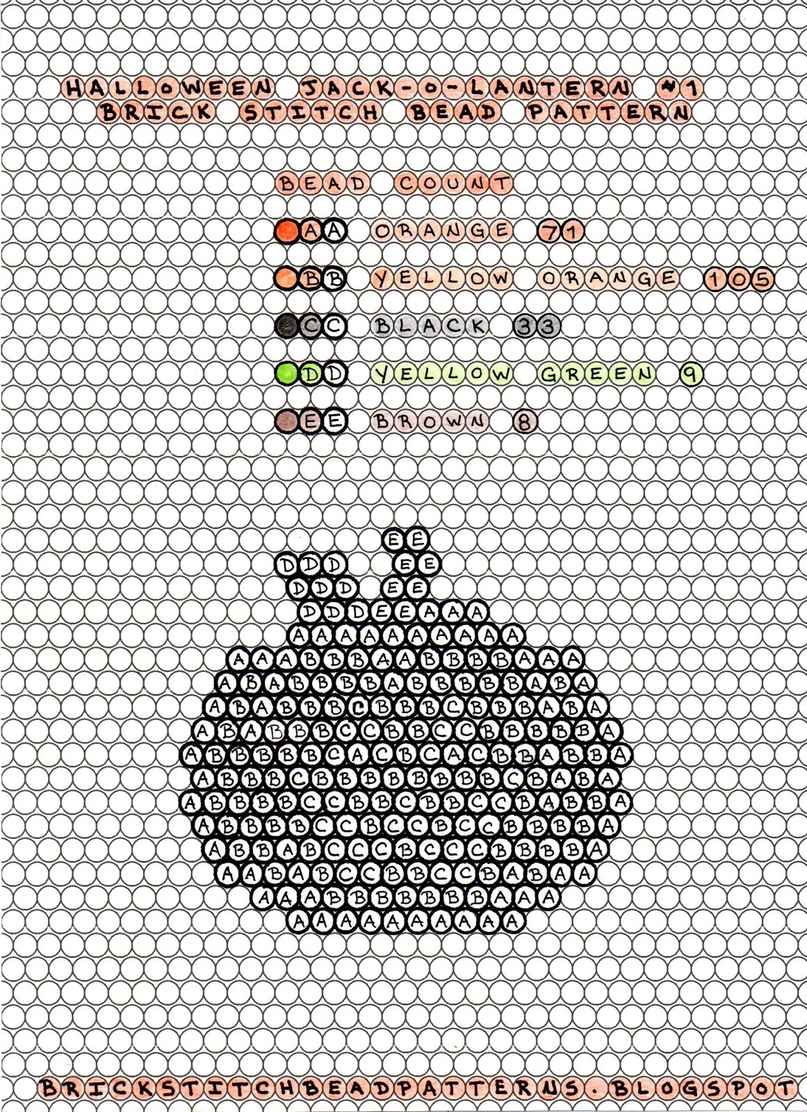 Brick Stitch Bead Patterns Journal: Halloween Pumpkin #1 Brick Stitch ...