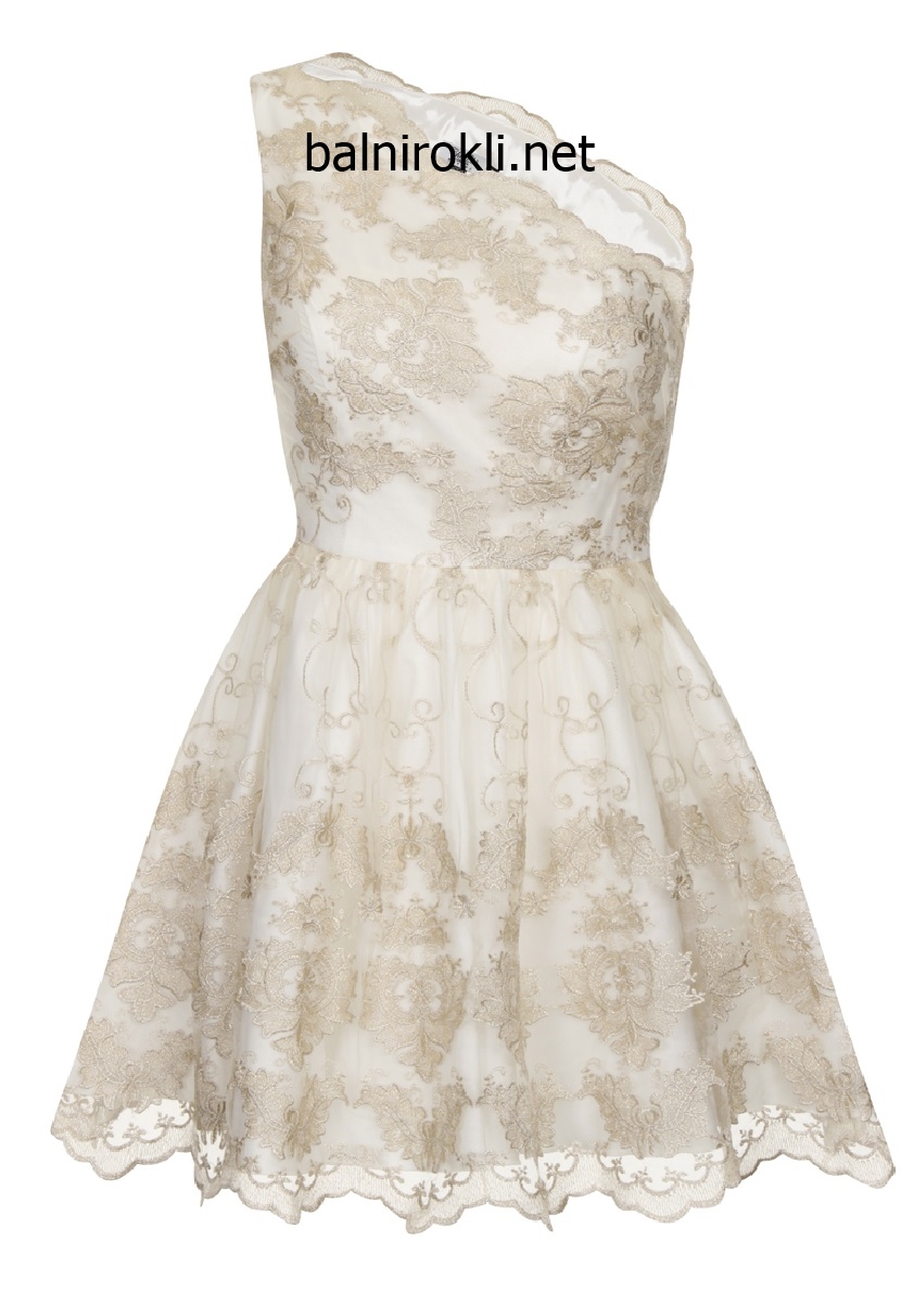 balni-rokli: Бална Къса Секси Парти Рокля Крем 4