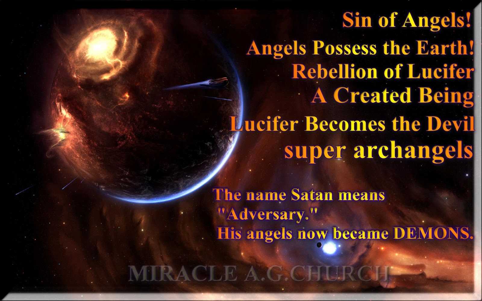 MIRACLE A.G.CHURCH: DID GOD CREATE A DEVIL?