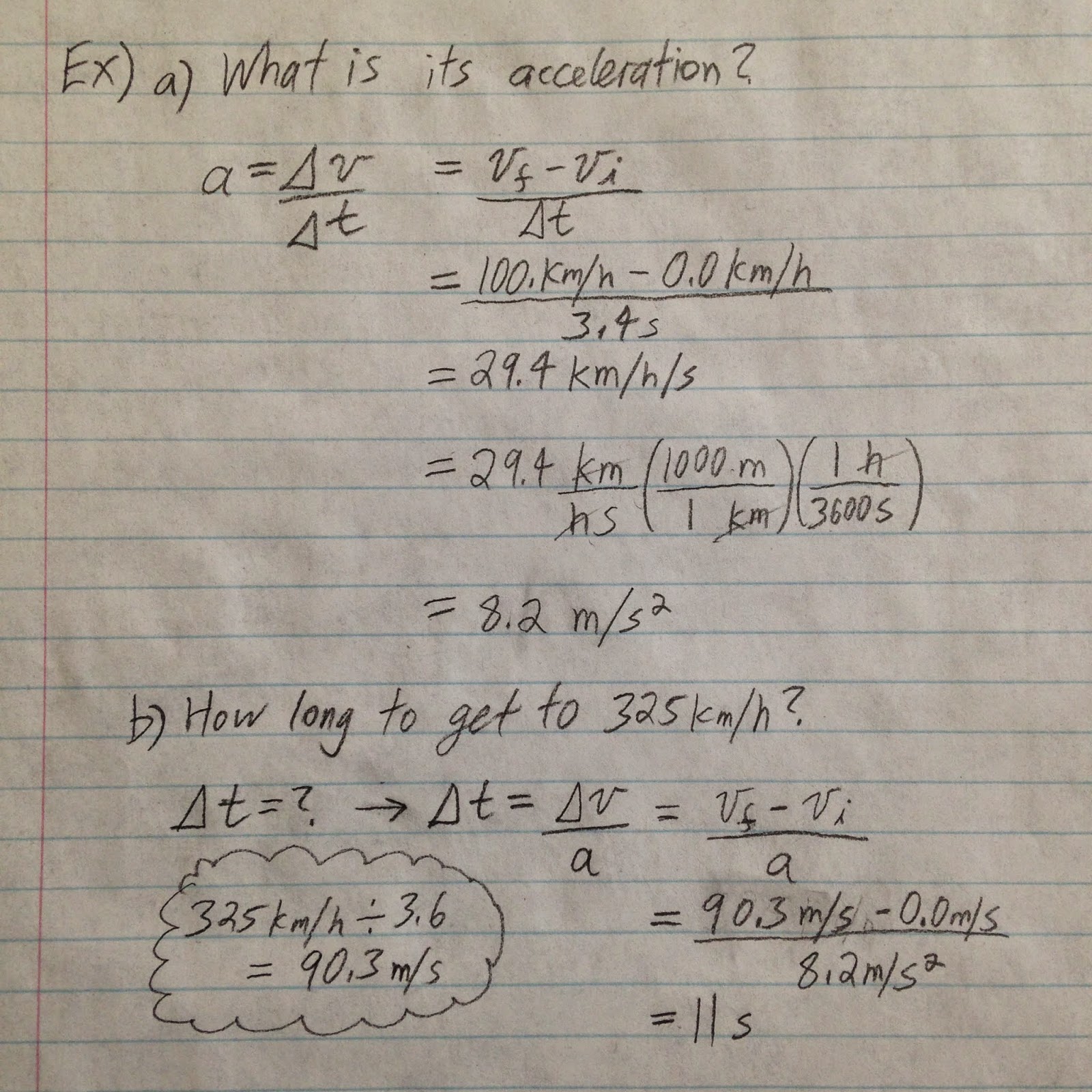 Grade 11 Physics: Sept. 17 – Acceleration and VT graphs