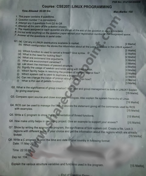 CSE207 : Linux Programming End Term Exam Question Paper - CSE 207 - Lpu ... CSE207 : Linux Programming End Term Exam Question Paper - CSE 207 - Lpu ...