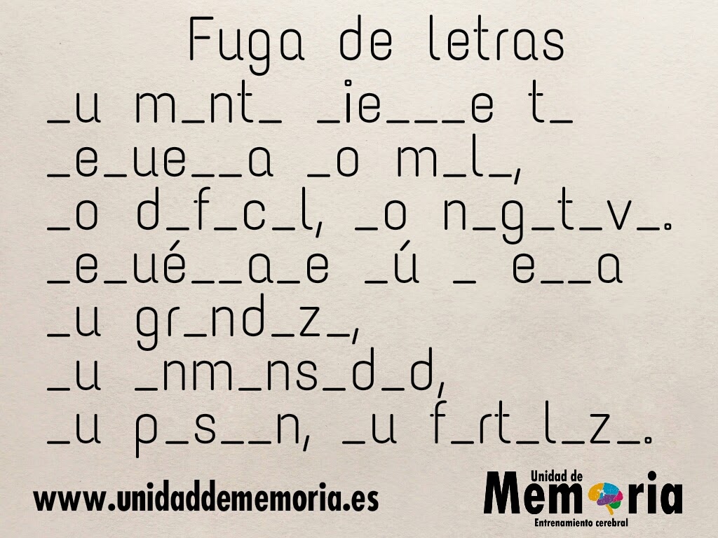 Unidad de Memoria Entrenamiento Cerebral: mayo 2015
